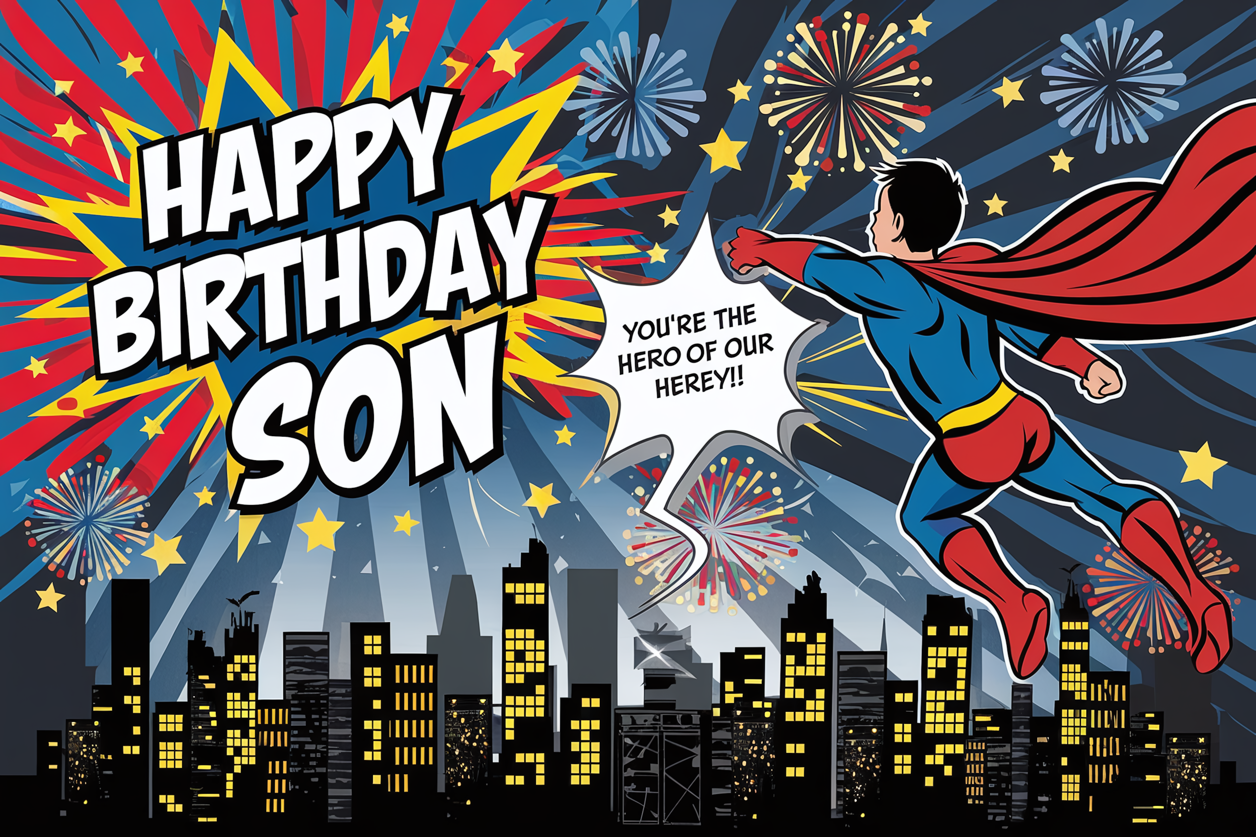 Free Download Superhero Birthday Card for Son