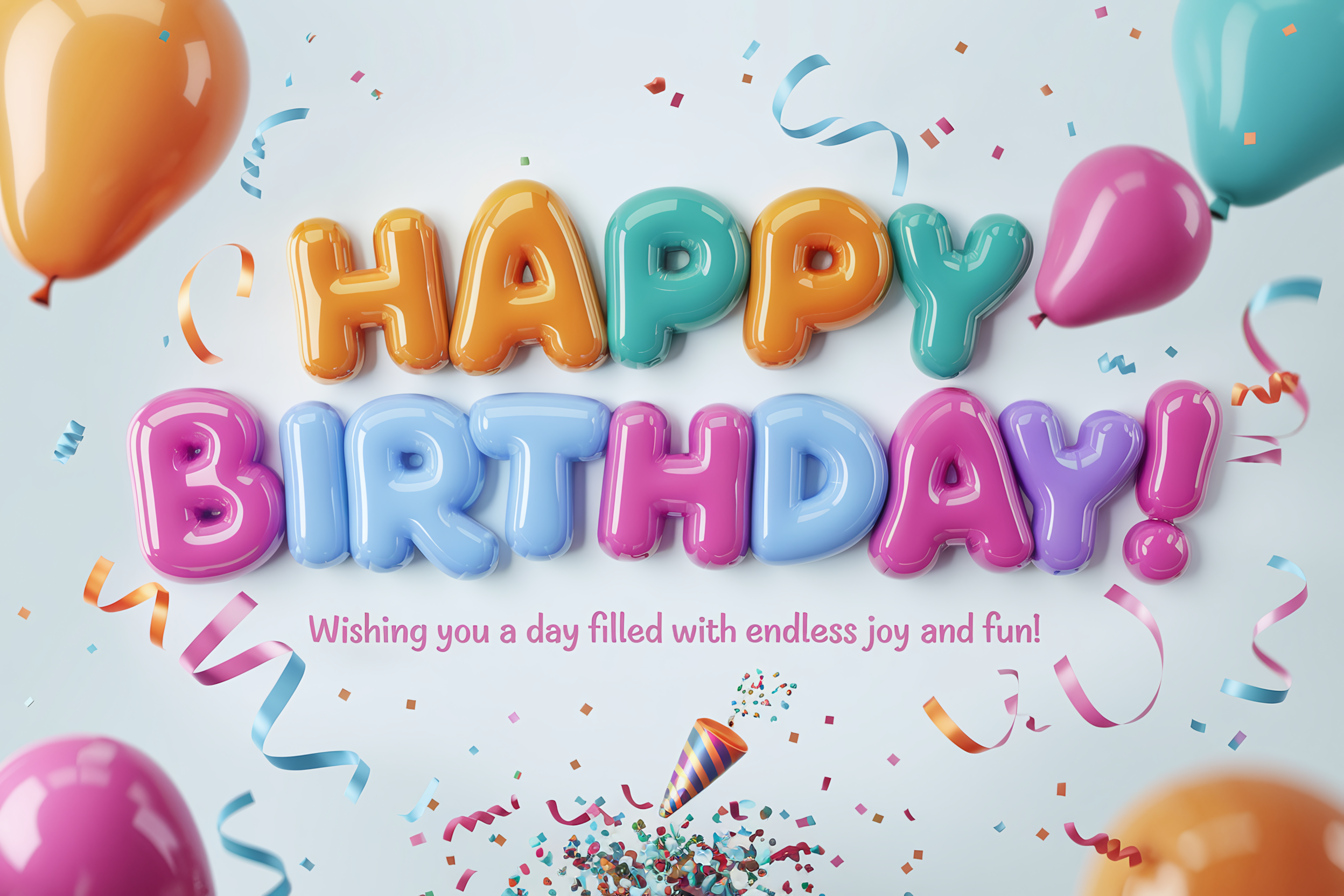 Free Download 3D Happy Birthday Balloons and Cupcake