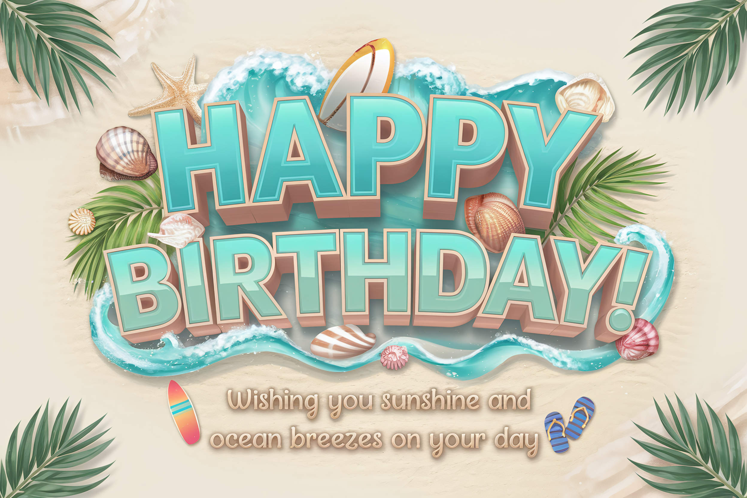 Free Download Happy Birthday Beach Card