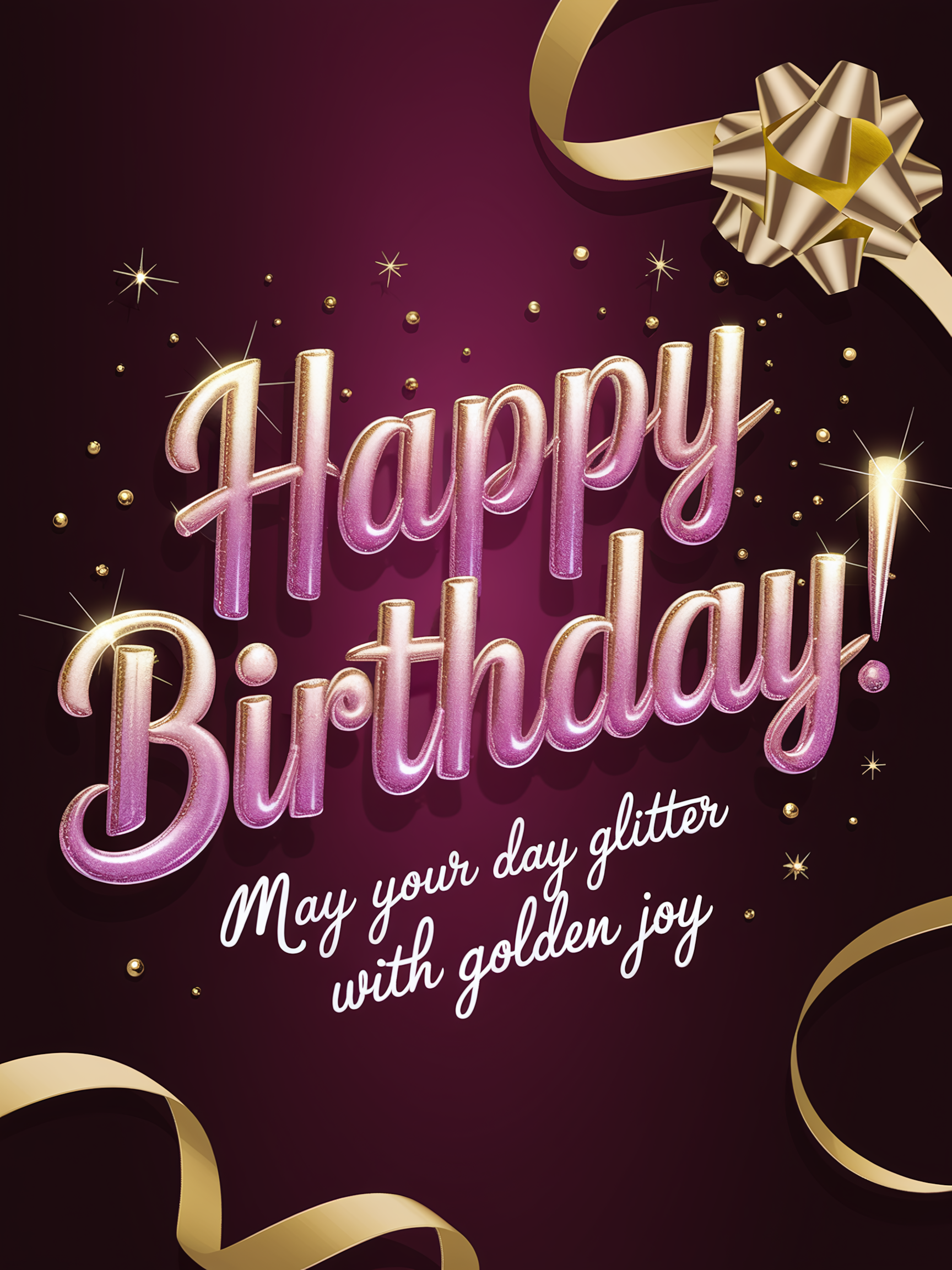 Free Download Happy Birthday Greeting Card with Glitter Text