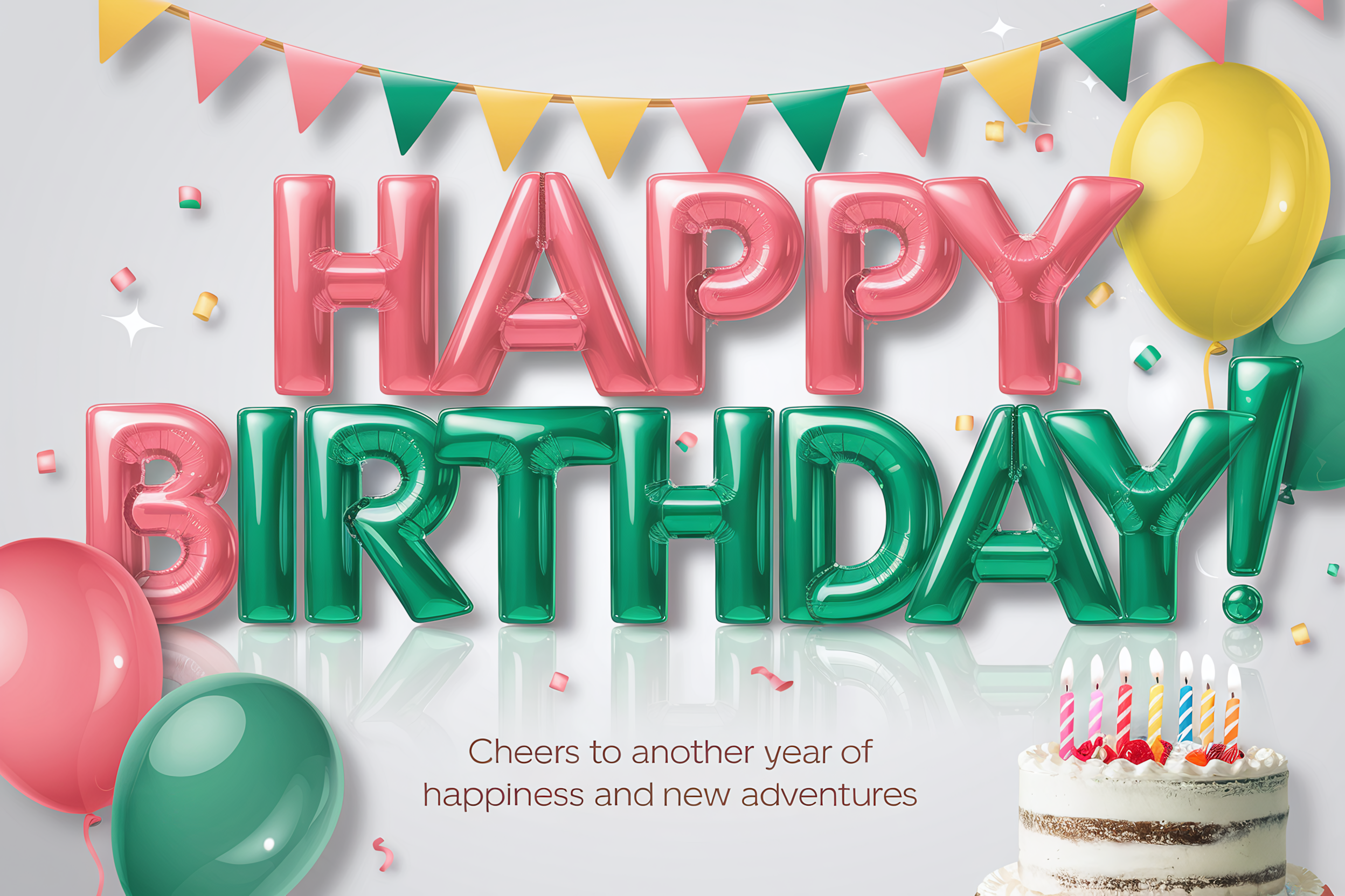Free Download Happy Birthday Celebration with Balloons and Cake