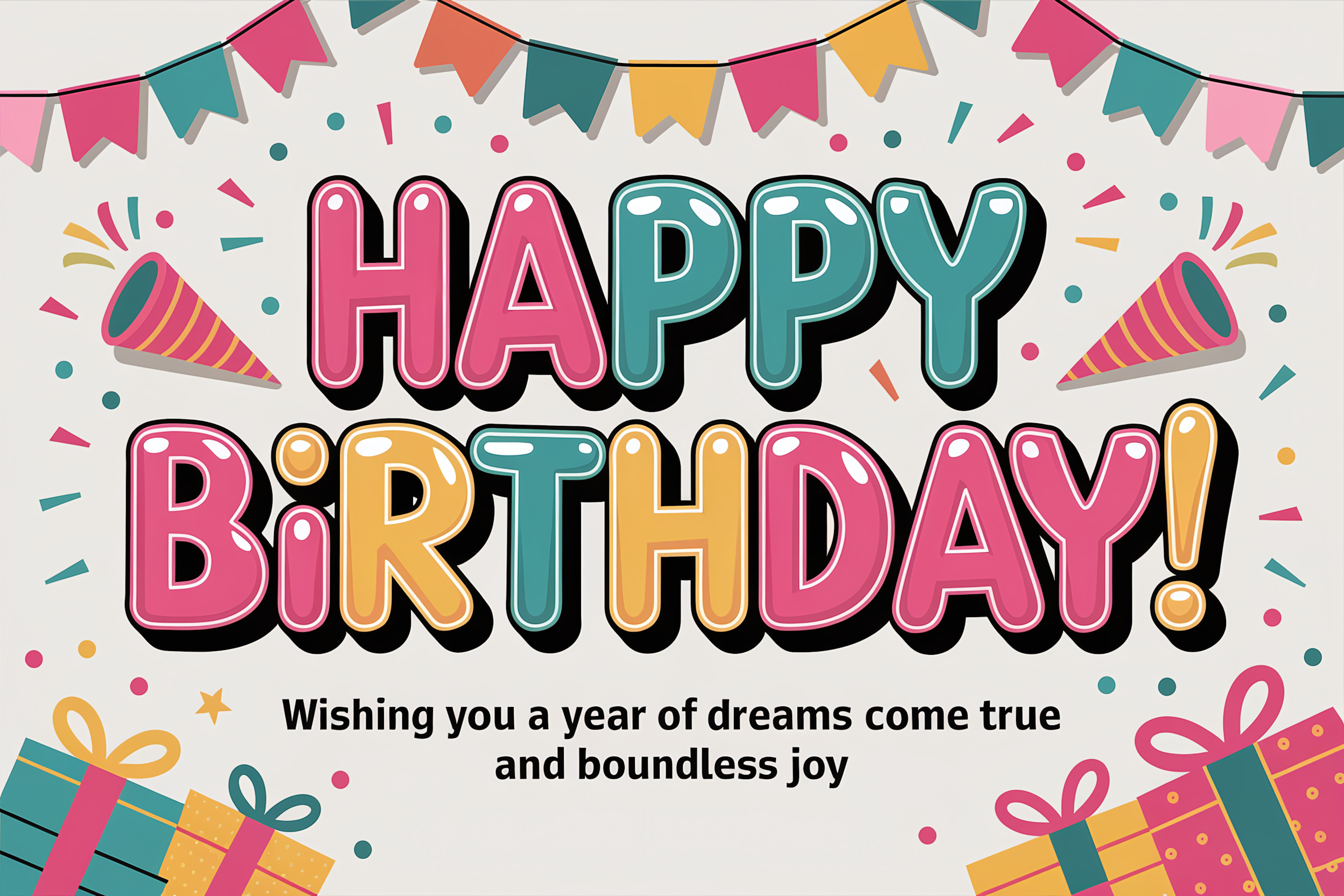 Free Download Happy Birthday Greeting Card with Glitter Text