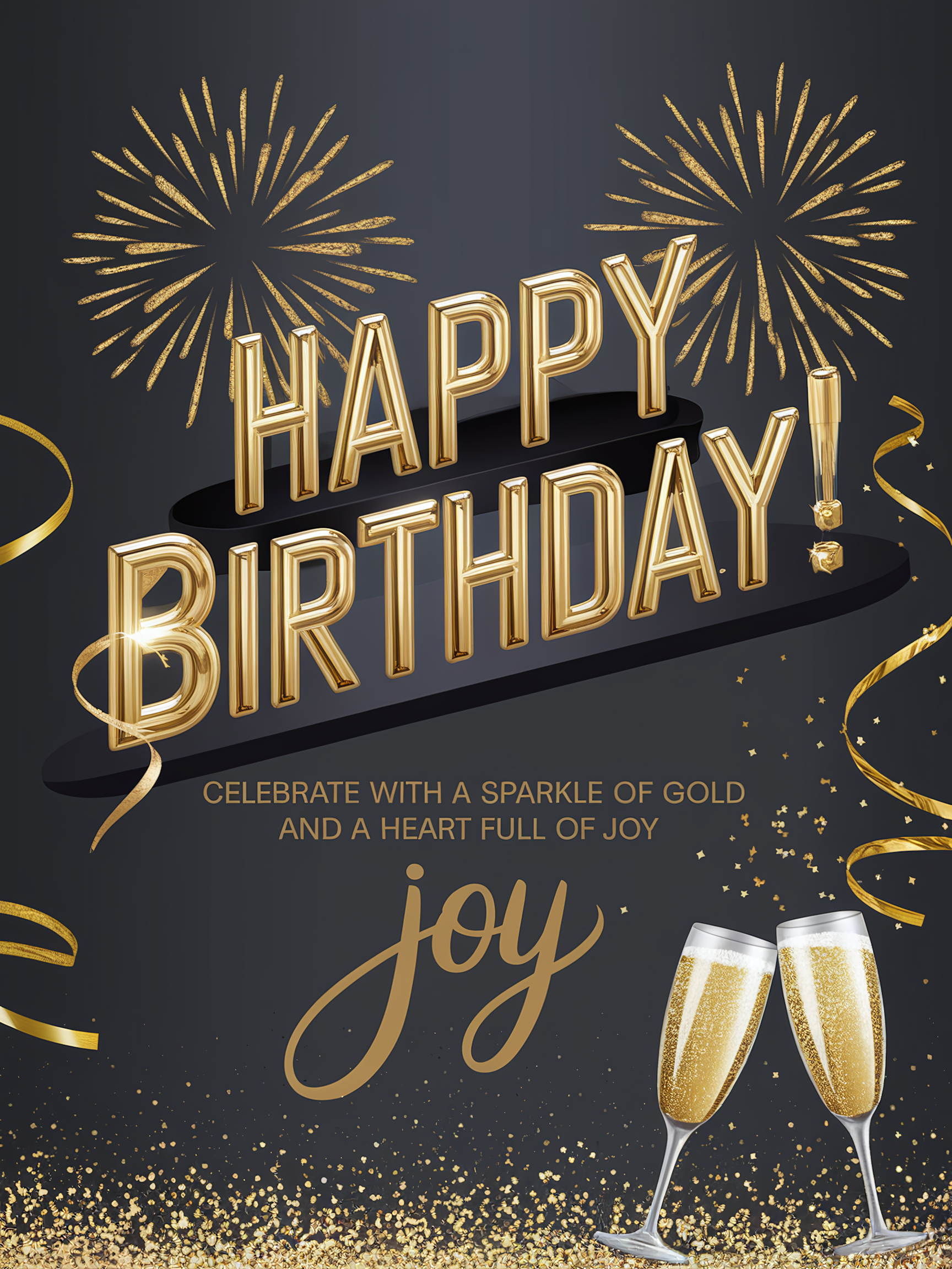 Free Download Happy Birthday Greeting Card with Glitter Text