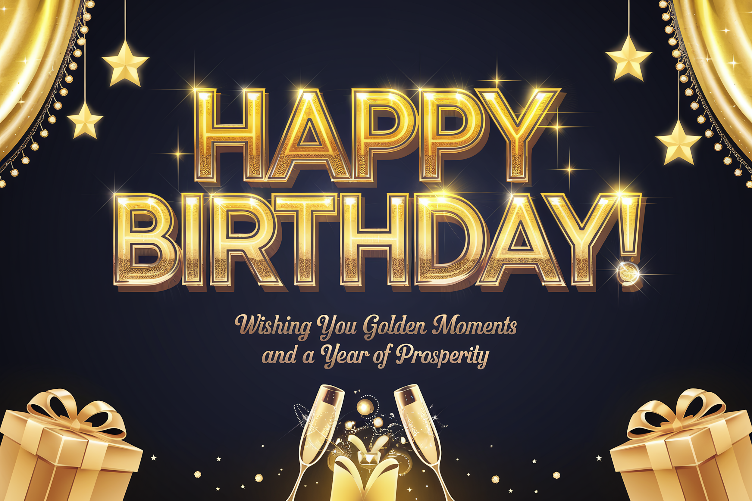 Free Download Golden Birthday Card Design