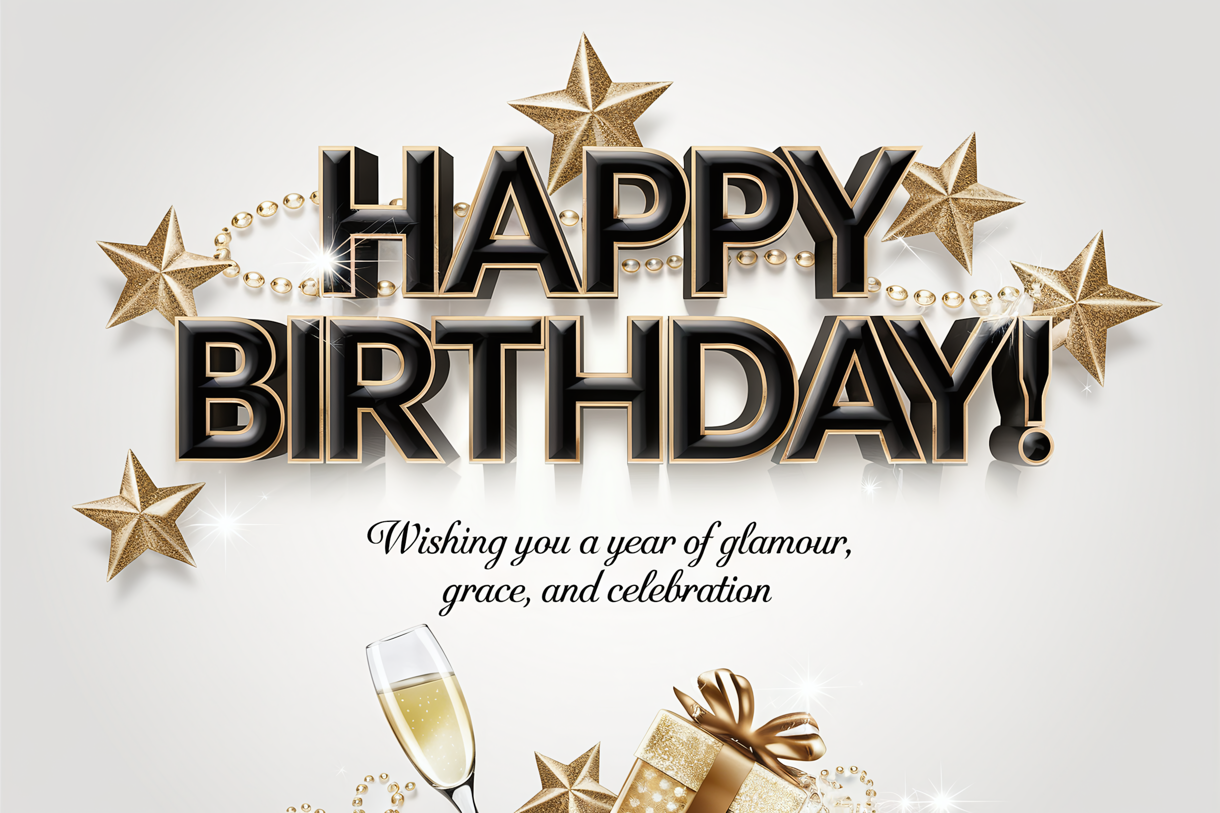 Free Download Happy Birthday Greeting Card with Glitter Text
