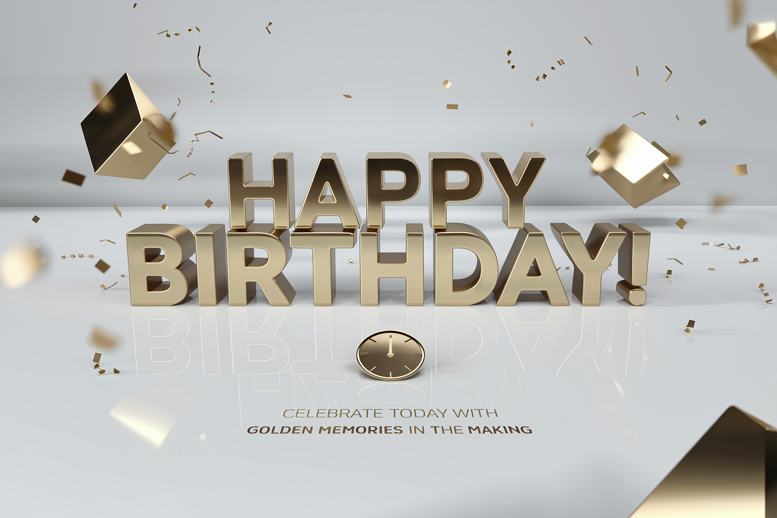 Free Download 3D Golden Happy Birthday Banner