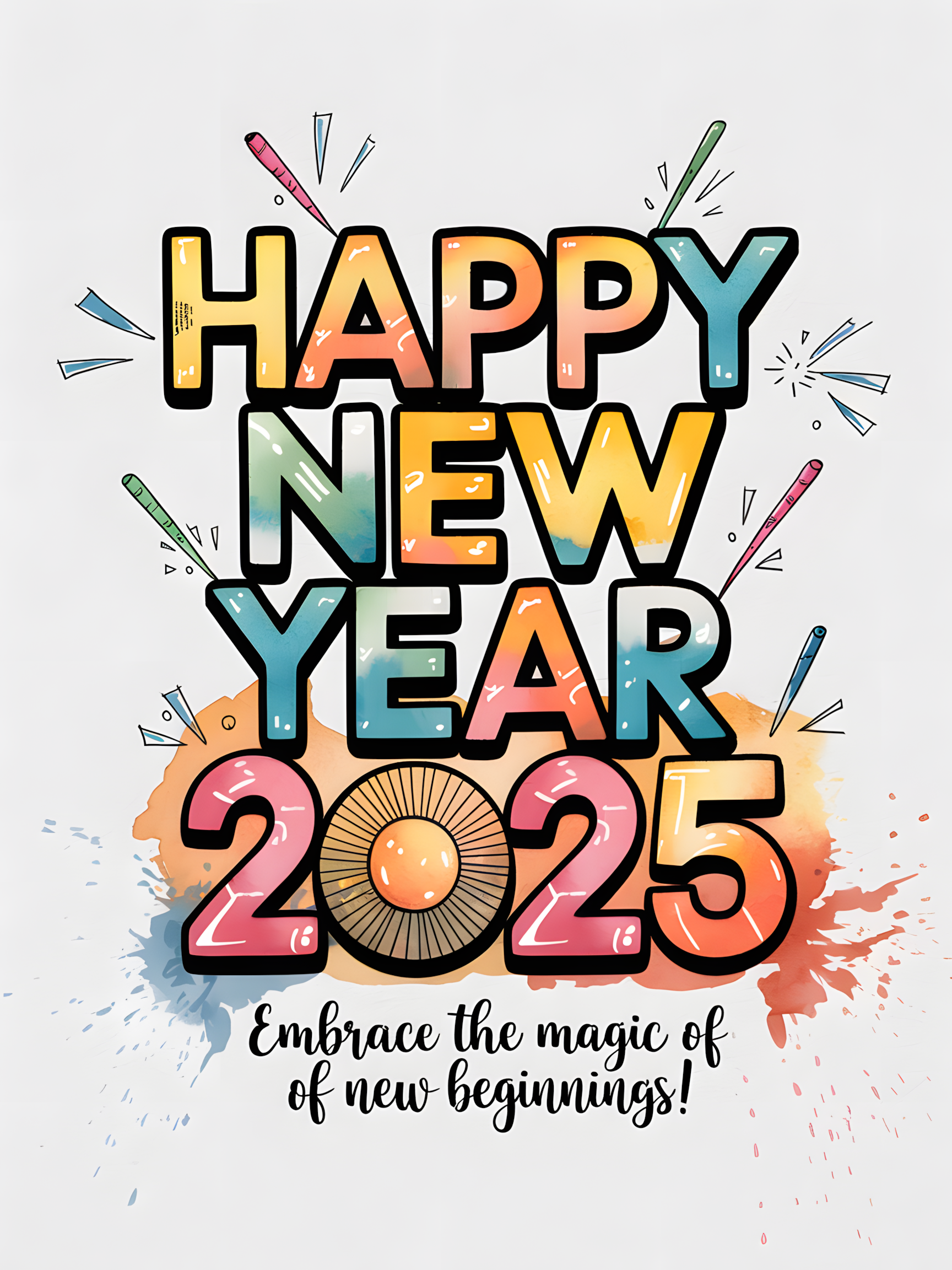 Free Download Colorful 2025 New Year Background for Holiday Fun