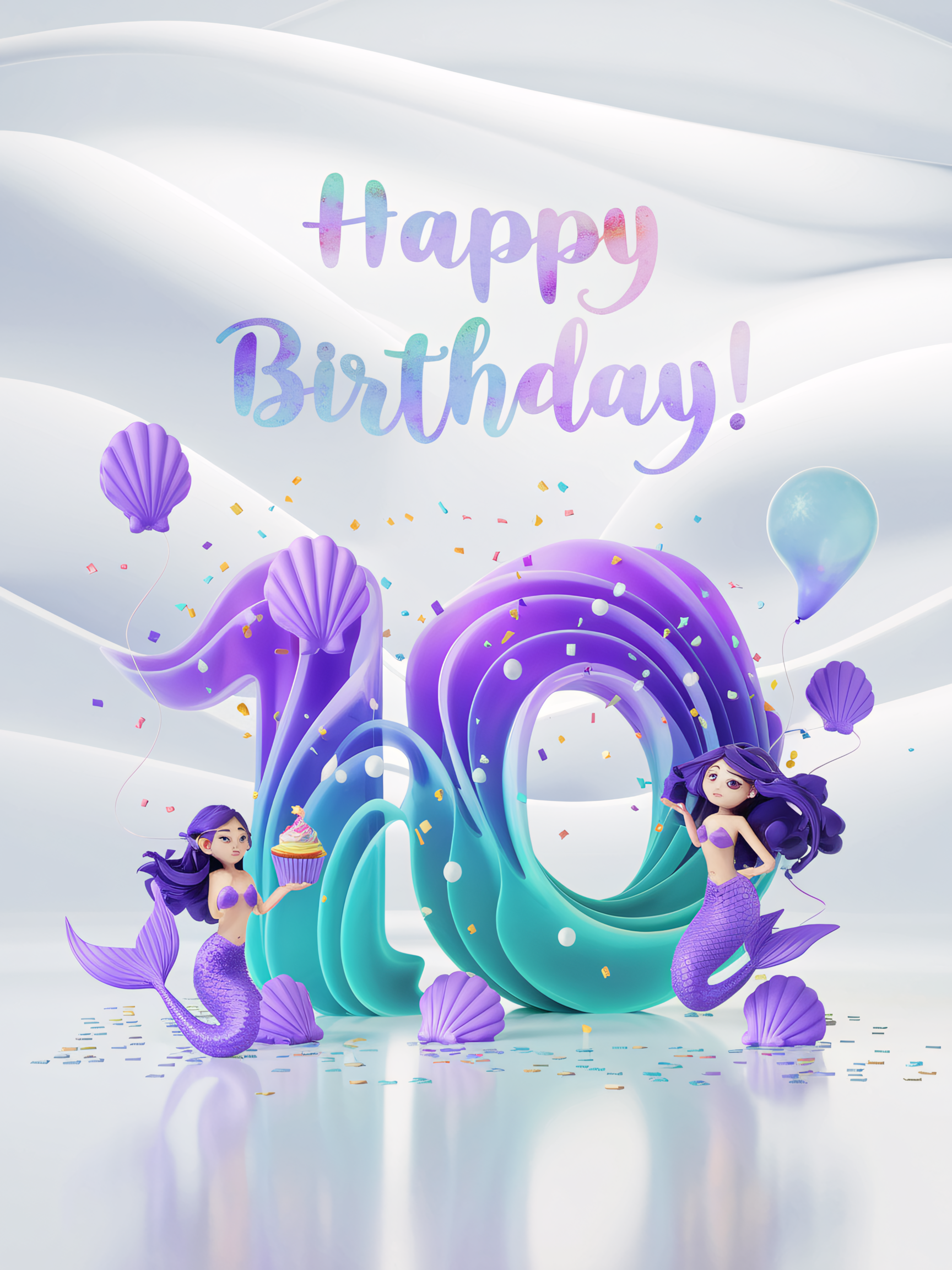 Free Download Happy 10th Birthday Felt Banner