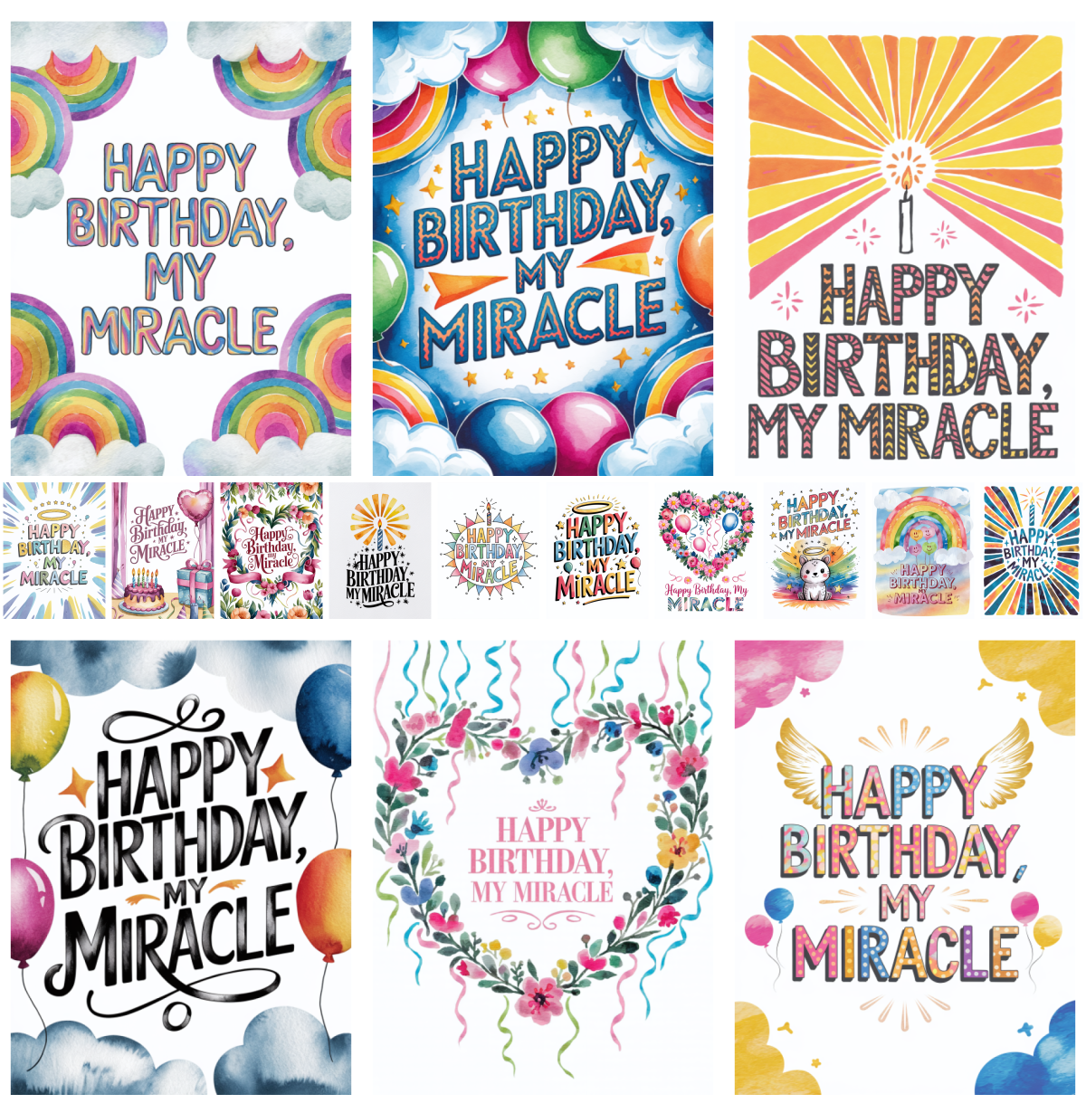 Free Download Happy Birthday My Miracle Watercolor Card