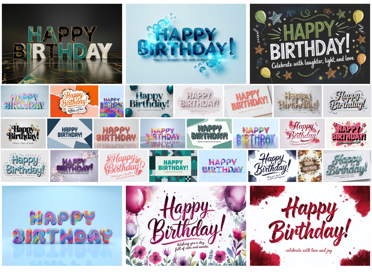16 Happy Birthday Text Design Bundles | Download High-resolution Images ...