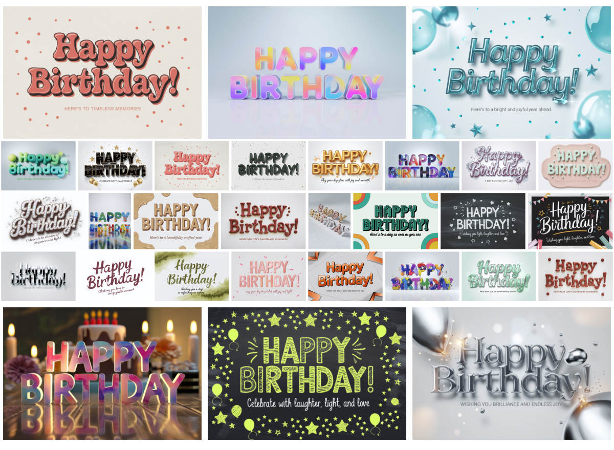 16 Happy Birthday Text Design Bundles | Download High-resolution Images ...