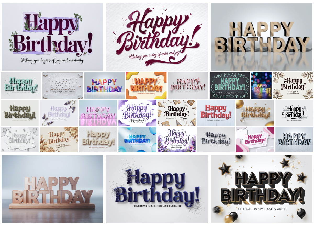 16 Happy Birthday Text Design Bundles | Download High-resolution Images ...