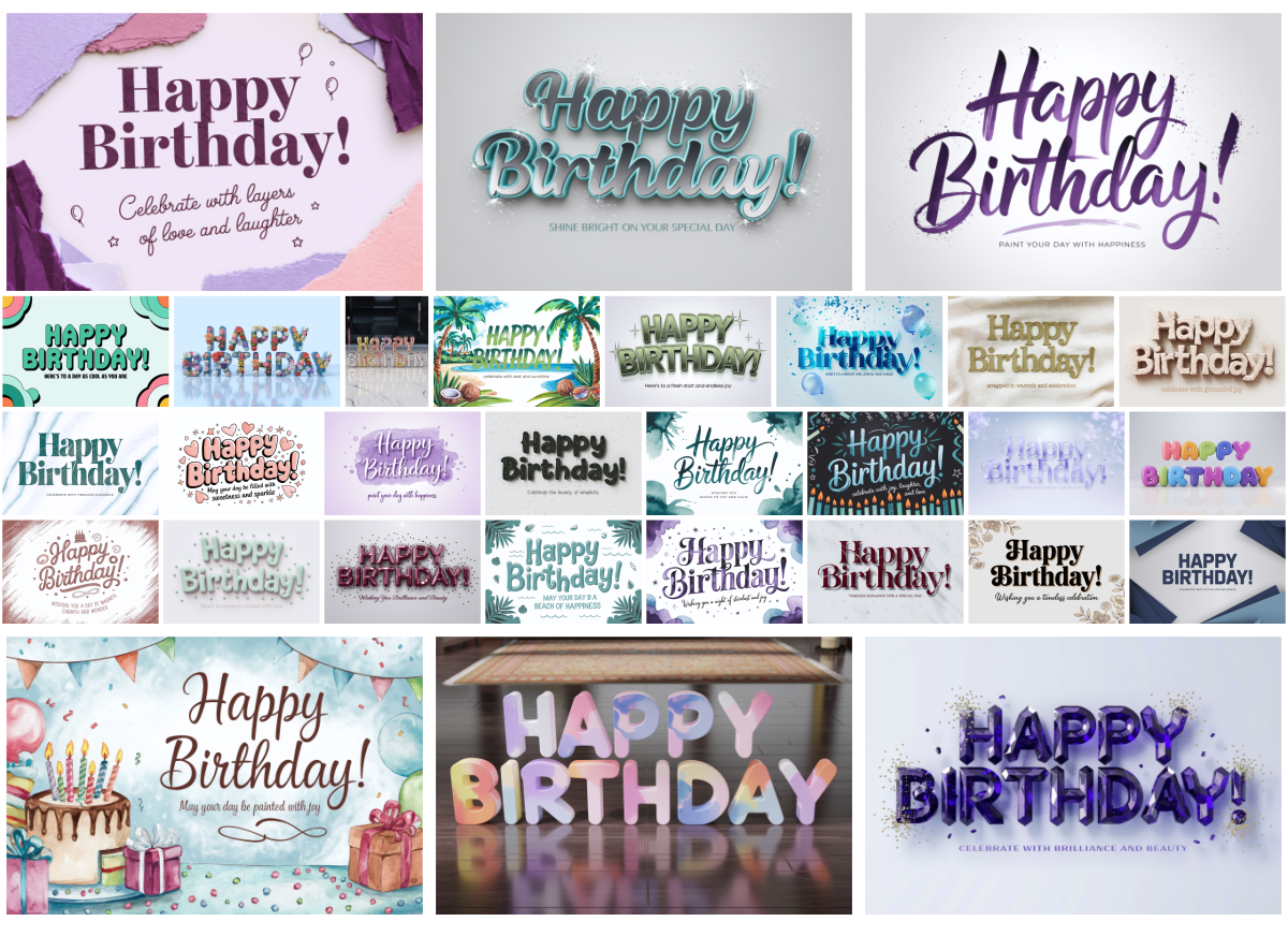 16 Happy Birthday Text Design Bundles | Download High-resolution Images ...
