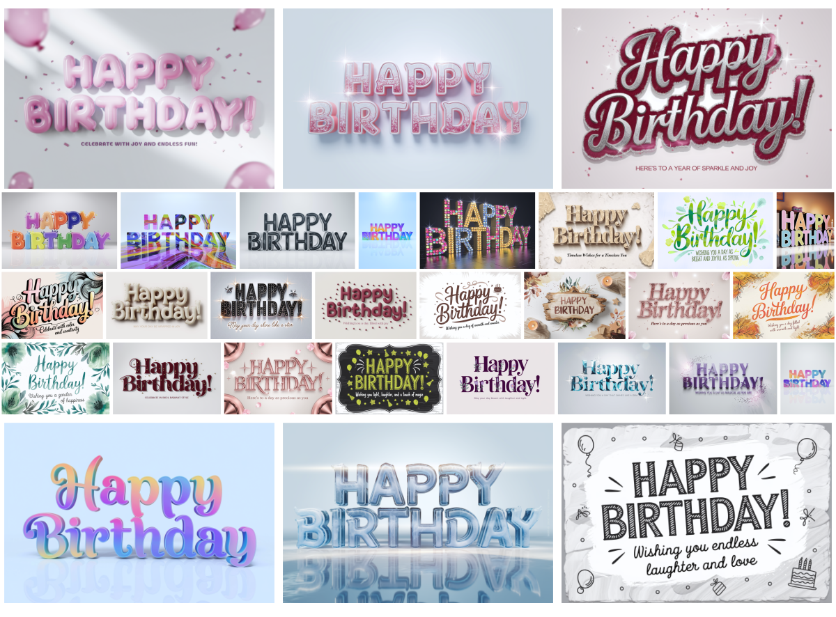 16 Happy Birthday Text Design Bundles | Download High-resolution Images ...