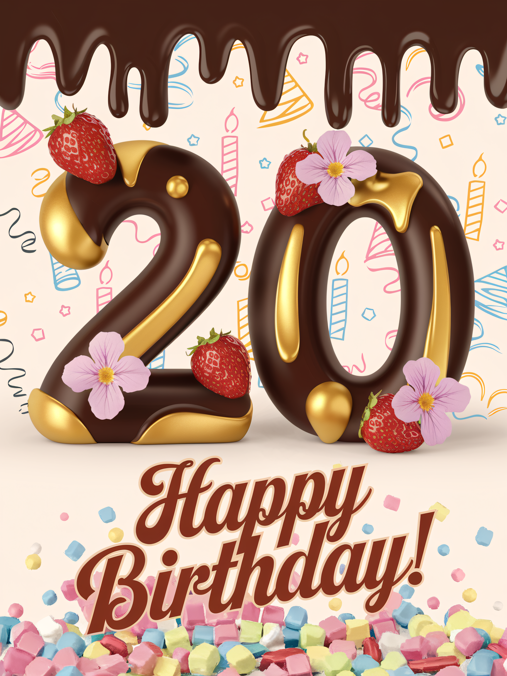 Free Download 20th Birthday Fruit Number