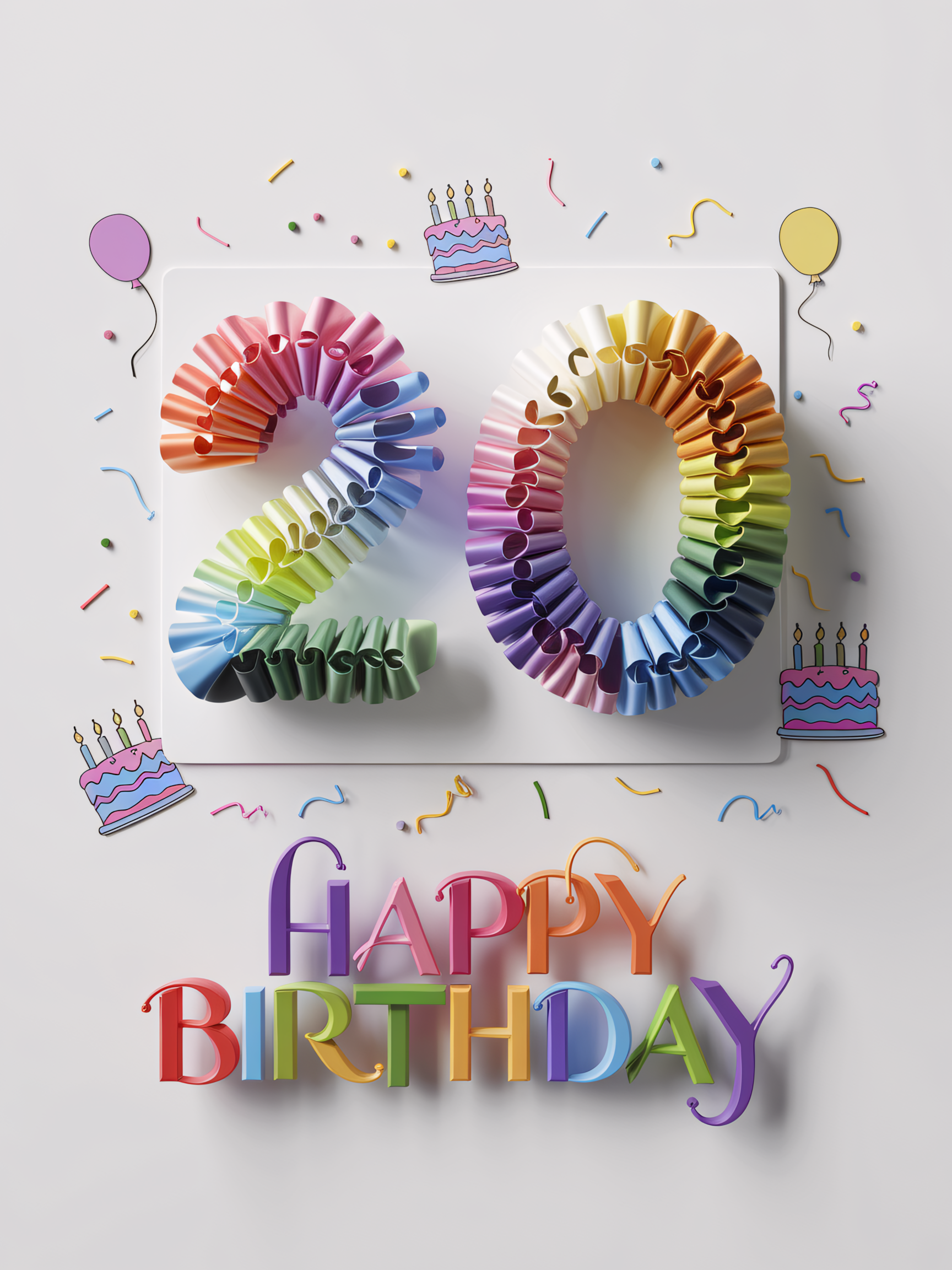 Free Download 20th Birthday Happy Birthday Card Design