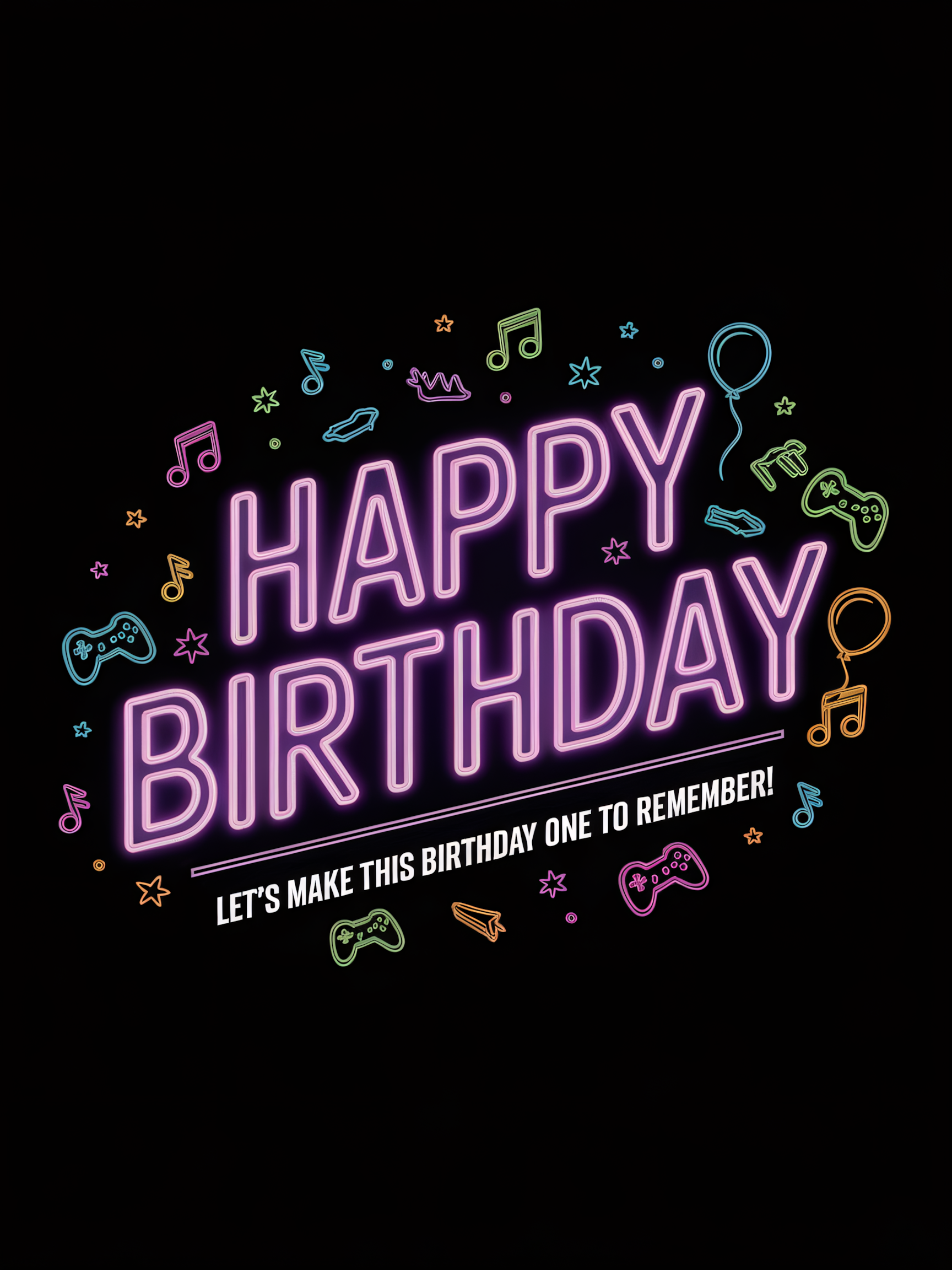 Free Download Happy Birthday Neon Gamer Design