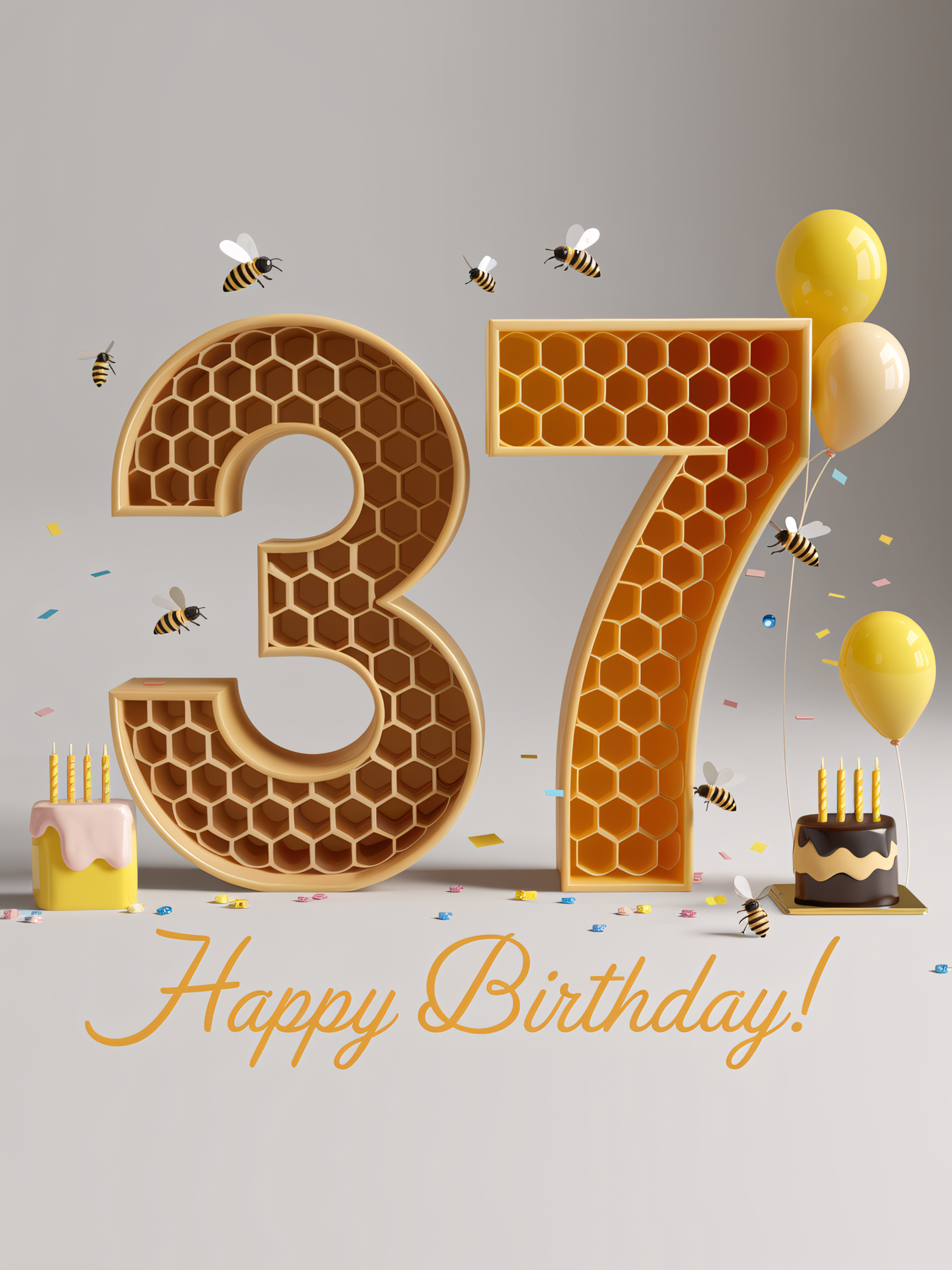 Free Download 37th Birthday: Happy Birthday Colorful Balloons 3D Render
