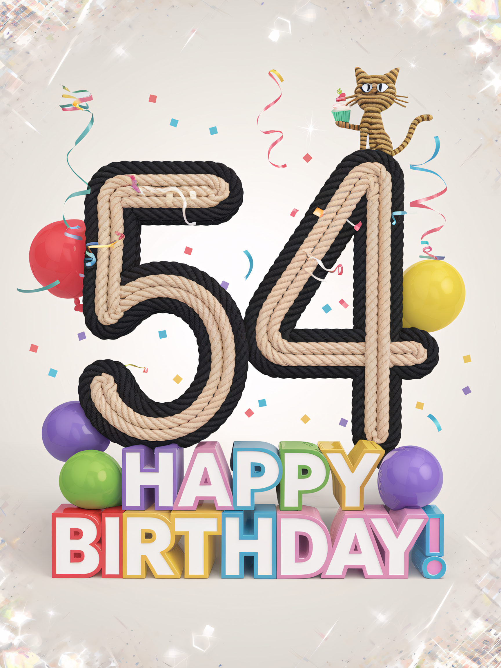 Free Download Happy 54th Birthday! 3D Rendered Cake