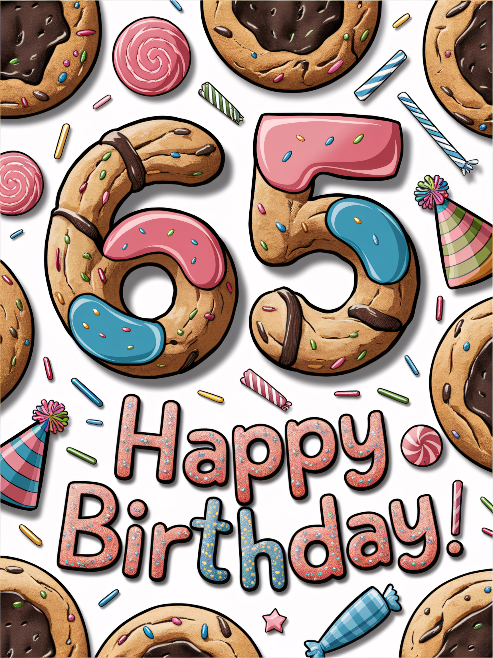 Free Download Happy 65th Birthday Donut Cake