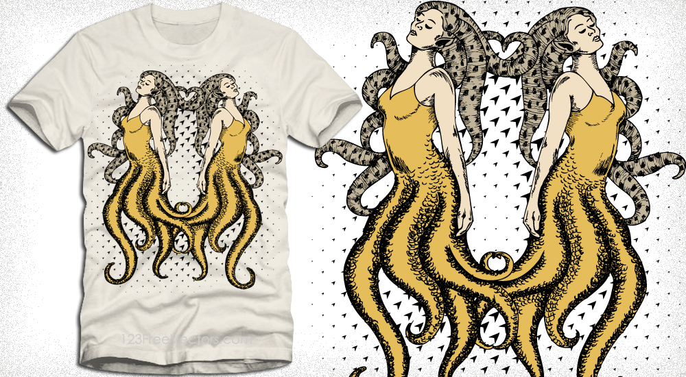 Demon Man Attack on Boy Vector T-Shirt Design