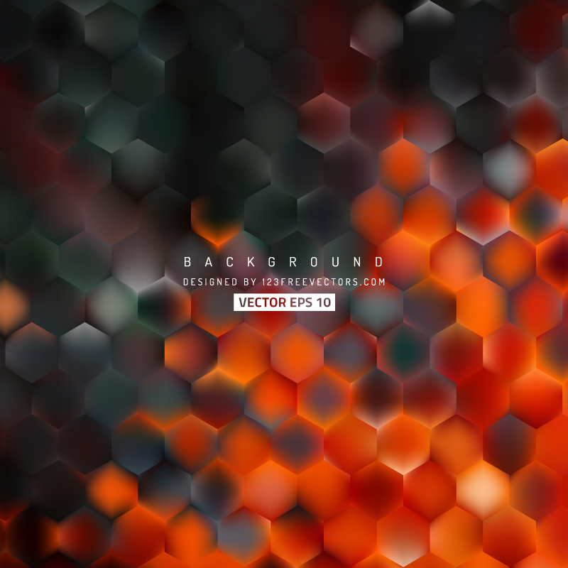 Abstract Black Orange Fire Hexagon Pattern Background Design
