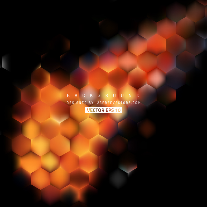 Abstract Black Orange Fire Hexagon Background Pattern