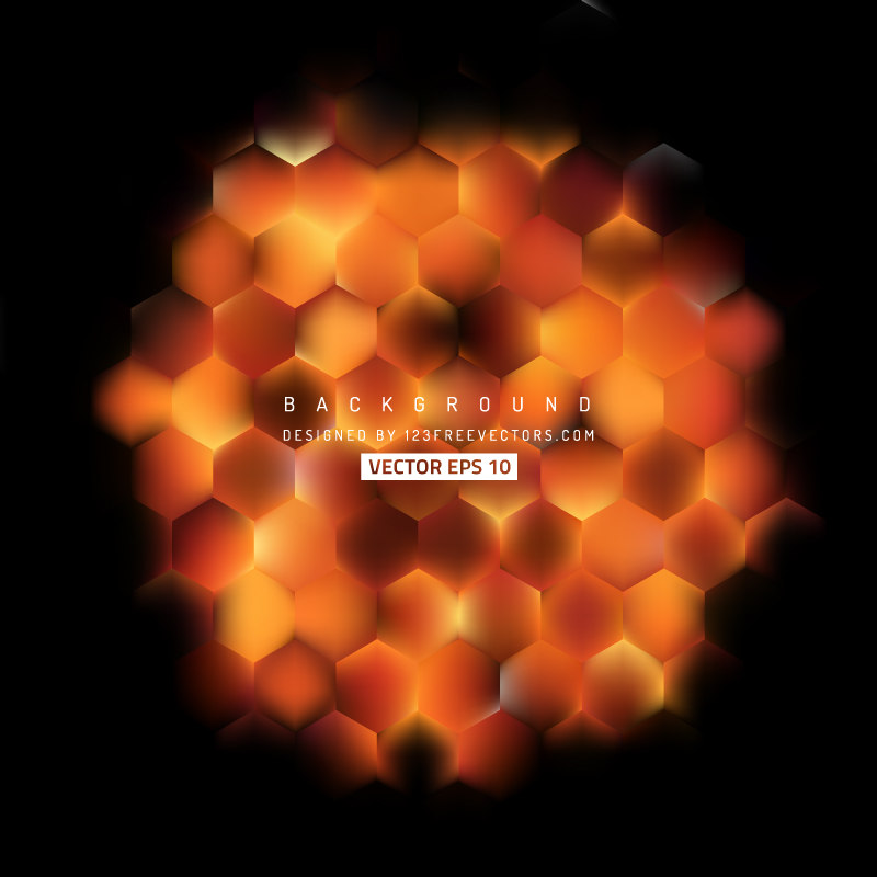 Abstract Black Orange Fire Hexagon Background Template
