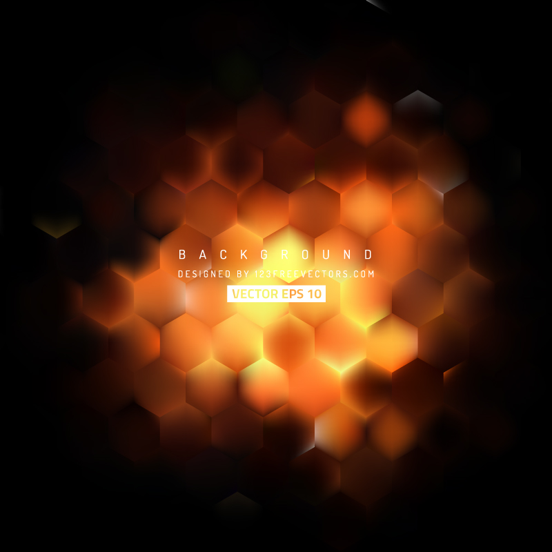 Black Orange Fire Hexagon Background Template