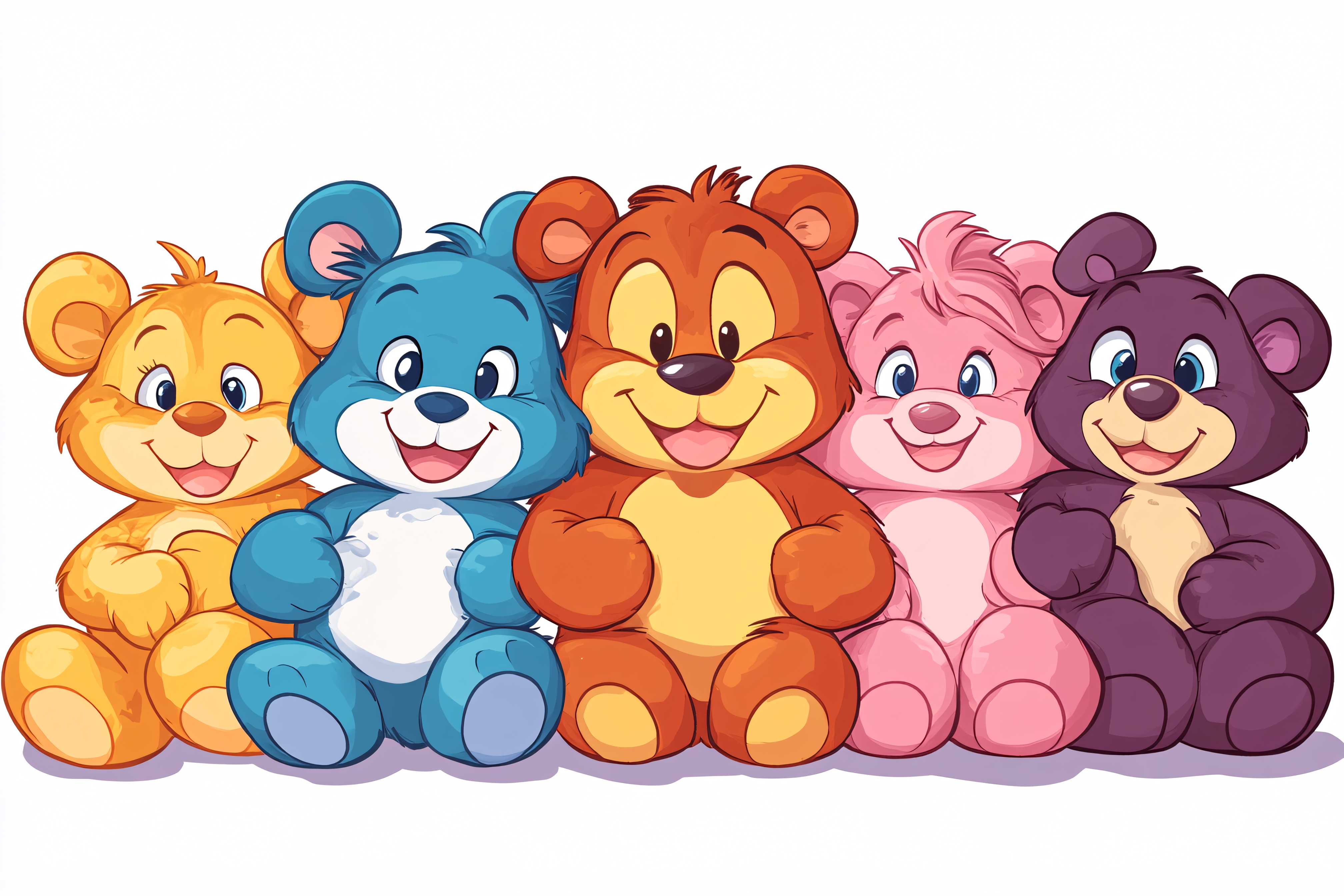 Free Download Cartoon Bears in Rainbow Colors Vector Illustration
