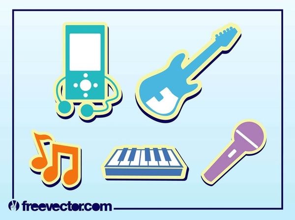 Music Stickers Free Vector
