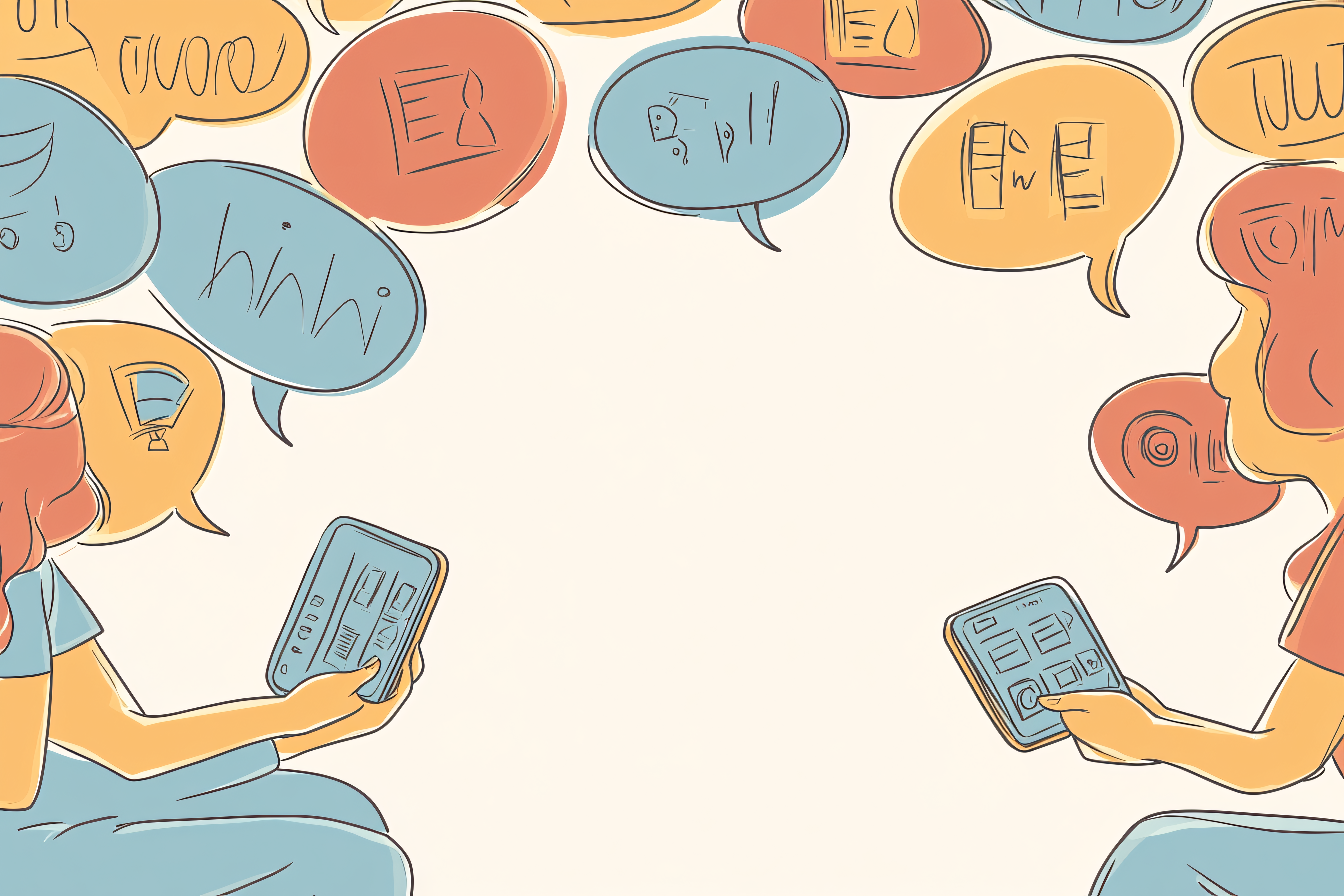Free Download Illustration of Two People Chatting Online