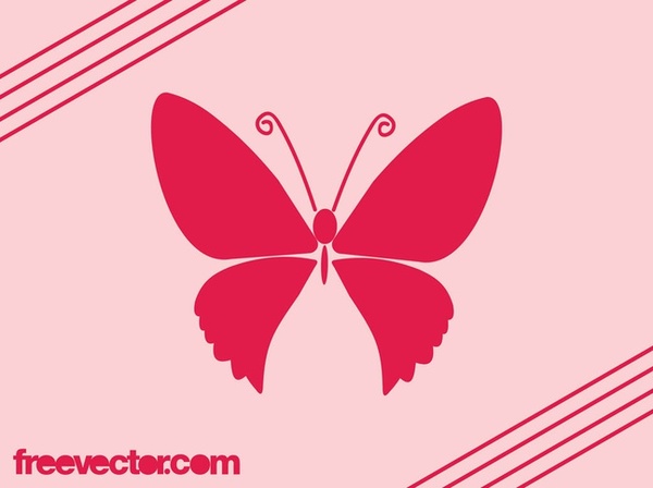 Pink Butterfly Icon Free Vector