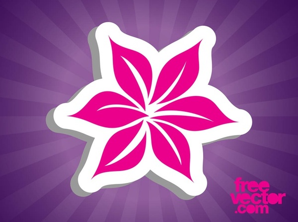 Pink Flower Sticker Free Vector