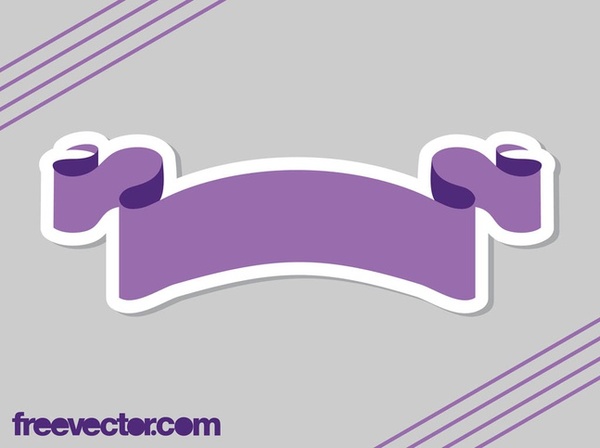 Purple Ribbon Sticker Free Vector