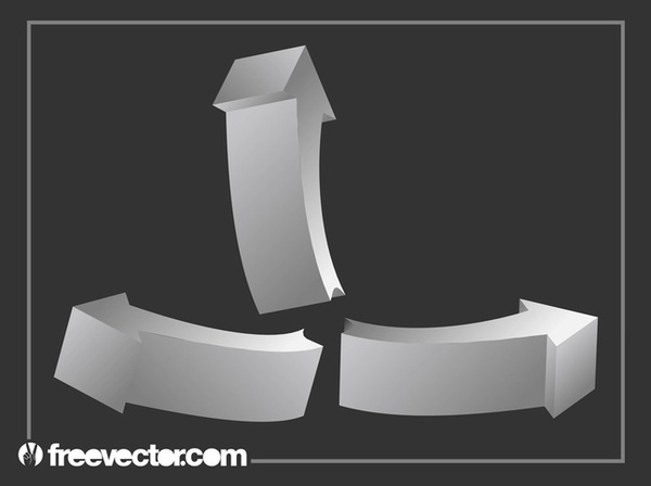 Silver 3D Arrows Free Vector
