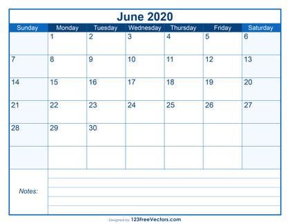 Free Blank Printable June Calendar 2020
