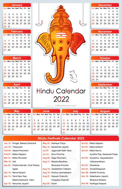 Free Download 2022 Hindu Calendar