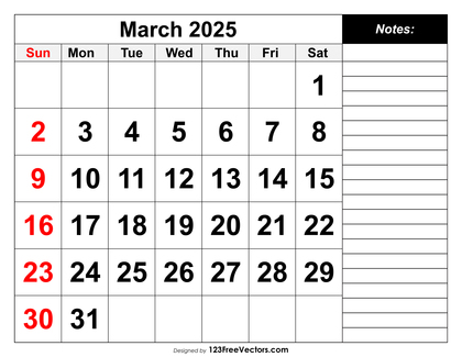 Free Calendar March 2025
