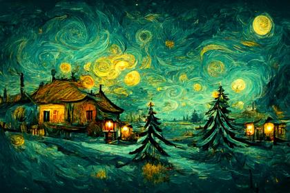 Free Vincent Van Gogh Style Christmas Theme Background