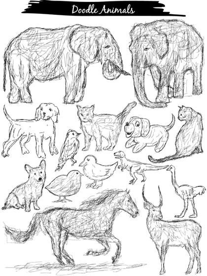 Scribbled Animal Sketches