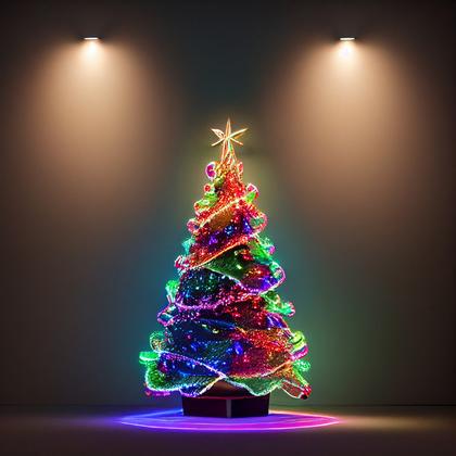 Free Neon Christmas Tree Background