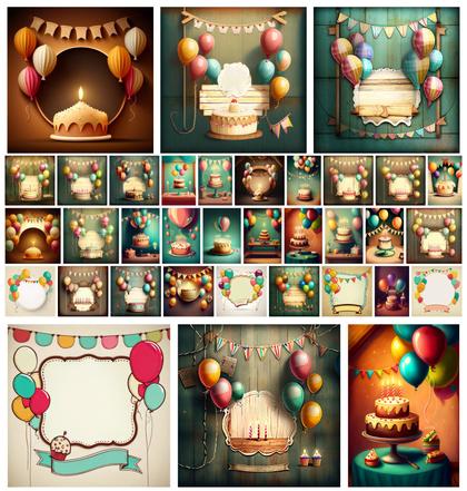 3 Vintage Birthday Card Design Bundles | Download High-resolution Images & Vector Art ...