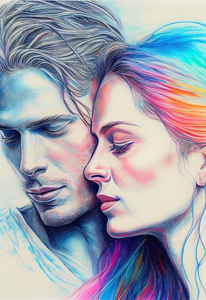 Free Loving Couple Abstract Painting