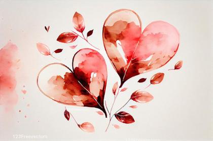 Valentine Heart Watercolor Background