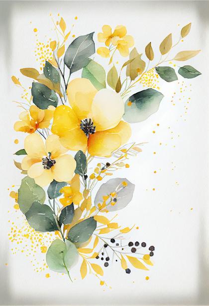 Free Watercolor Yellow Flower Background Image