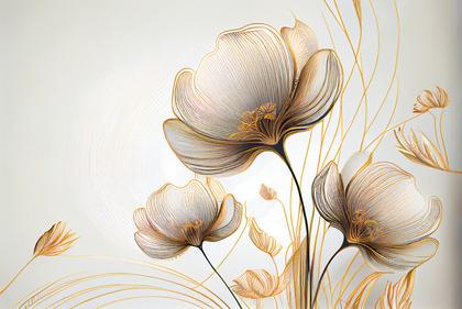 Free Gold Line Art Flower Background