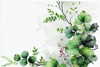 Free Watercolor Green Flower Card Background Image
