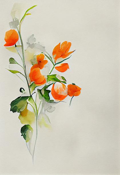 Free Watercolor Orange Flower on White Background Image