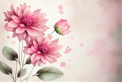 Free Download Watercolor Pink Flower Card Background